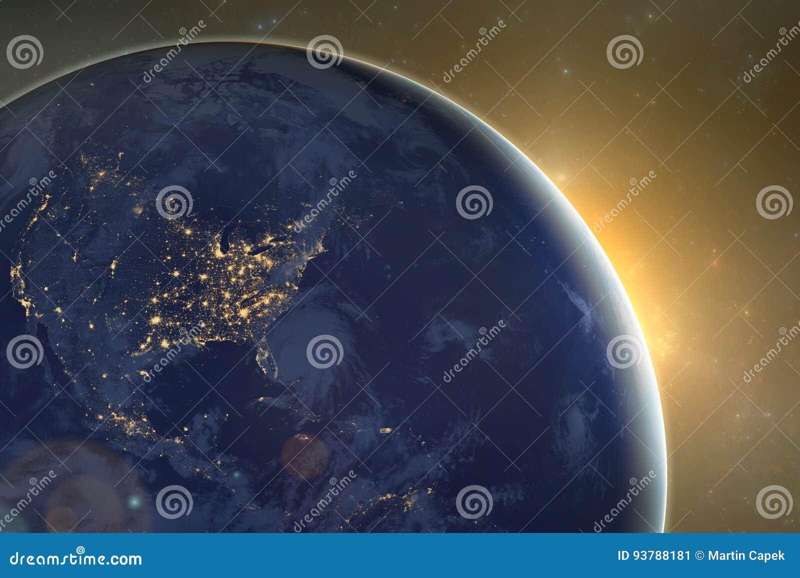 Dark Side of the Planet Earth with the Rising Sun Stock Illustration ...