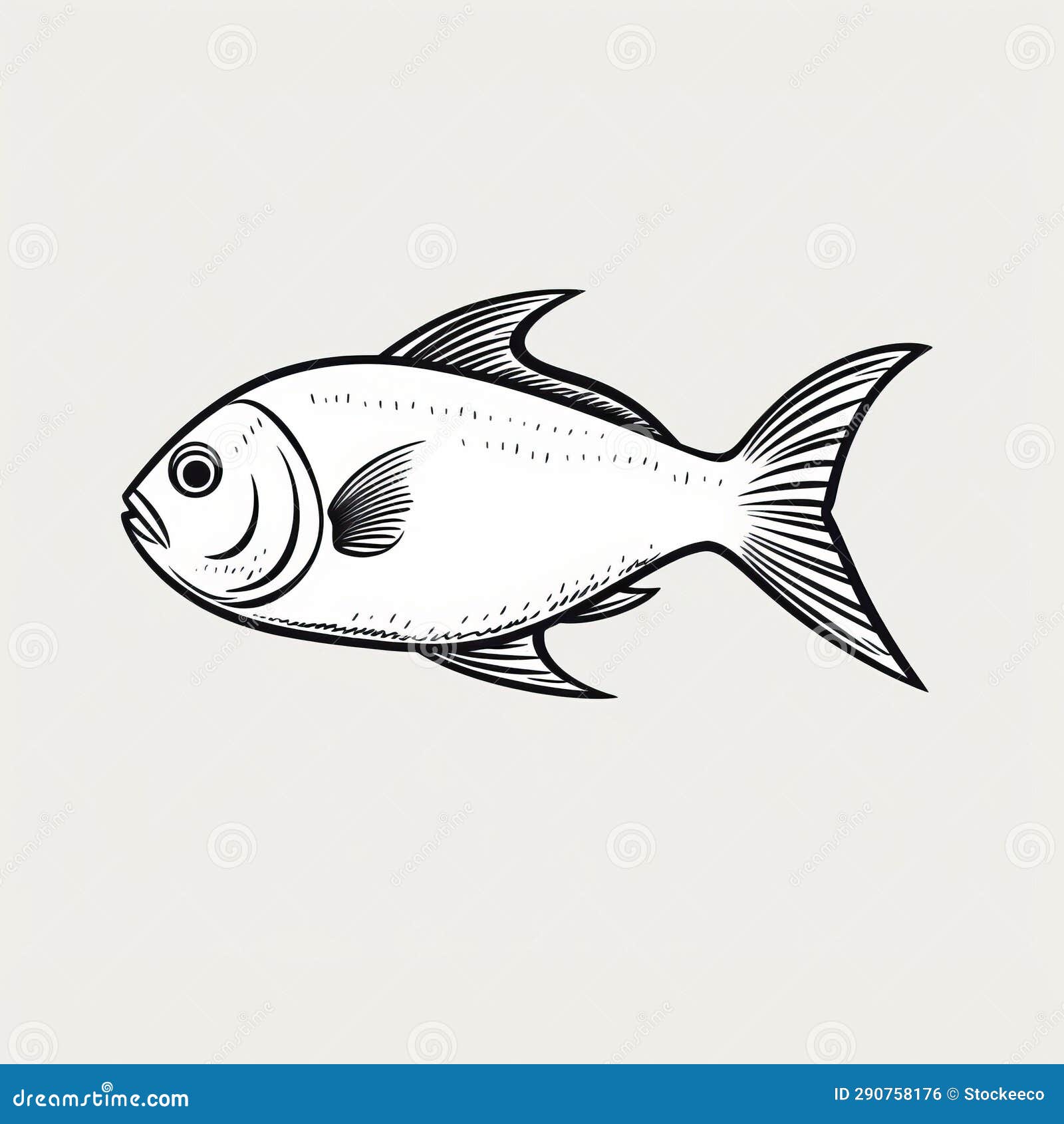 Dark Silver and Light Beige Fish Vector Drawing for Graphic Design ...
