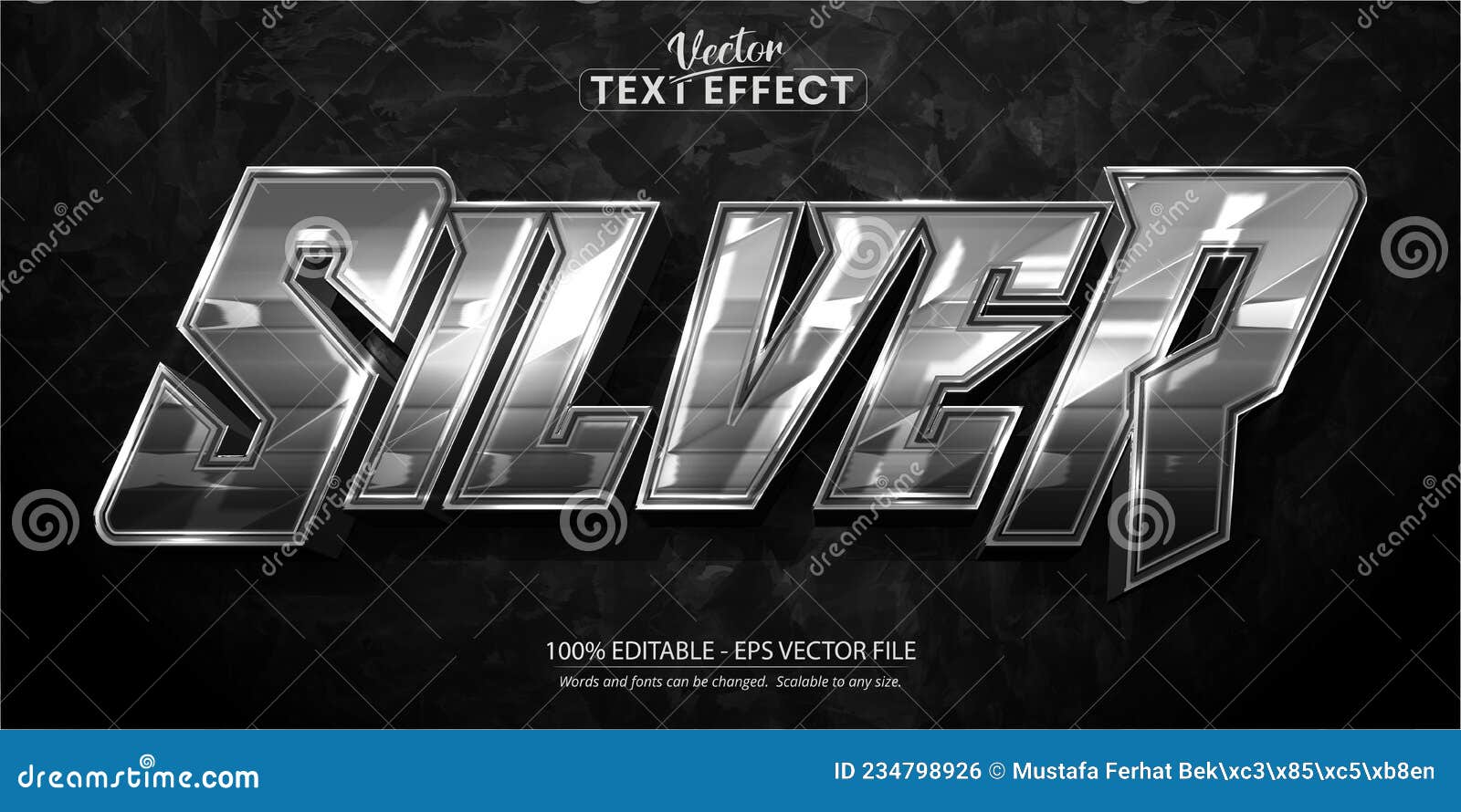 Dark Silver Text Effect, Silver and Black Color Editable Text Style ...