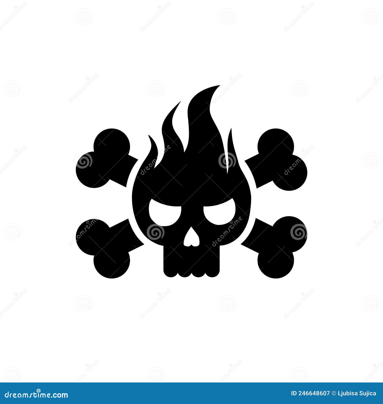 Dark Skull Logo Template. Human Skull Head Fire Icon Stock Vector ...