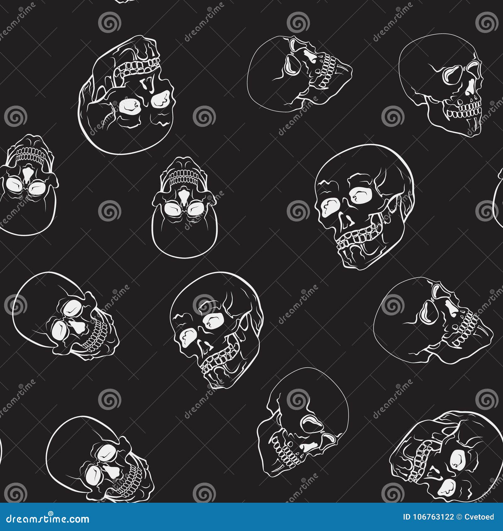 Dark Skulls Pattern. Vector Seamless Texture Stock Vector ...