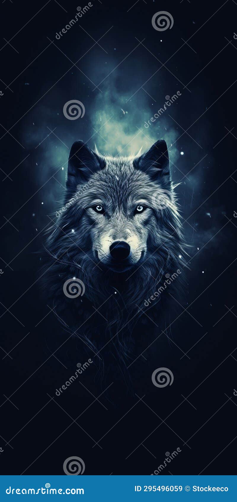 Dark Sky-blue Wolf Wallpaper for Desktop and Mobile Lock Screen Stock ...