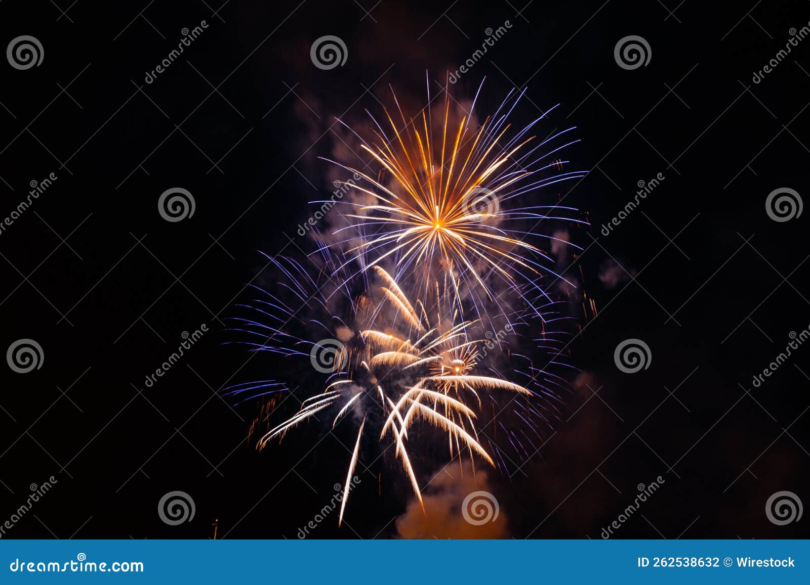 Sky with Colorful Firework Blast Stock Photo - Image of black, event ...