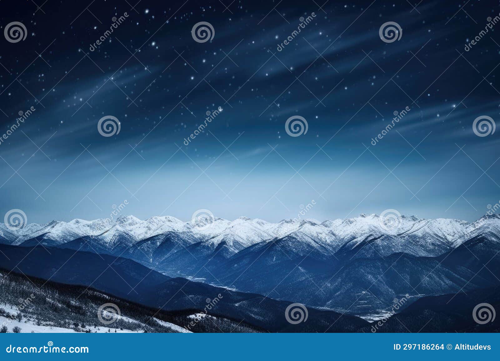 Dark Sky Over Snow-covered Mountain Range Stock Photo - Image of nature ...