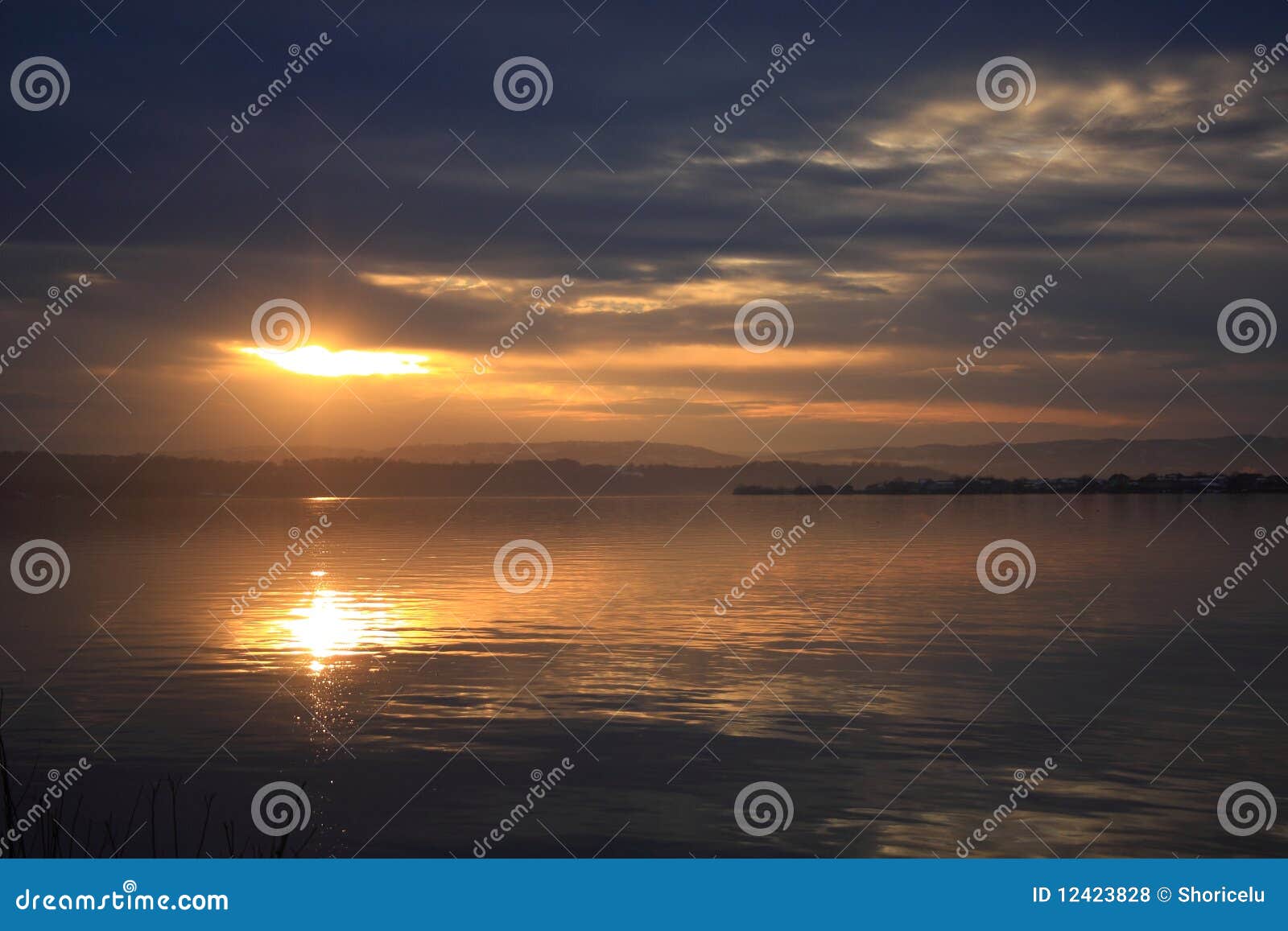 Dark Sky Over the Water in Sunset Stock Photo - Image of sunset ...