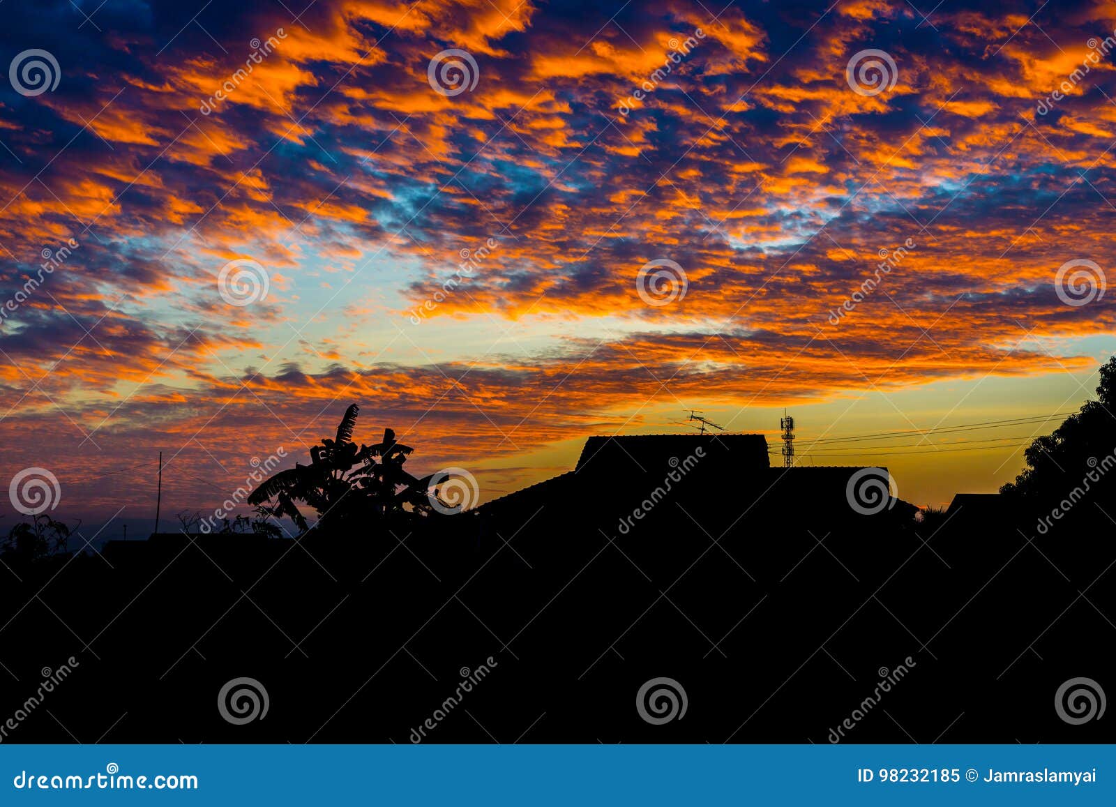 Dark Sky, Sunset Above Countryside Stock Image - Image of cloud ...