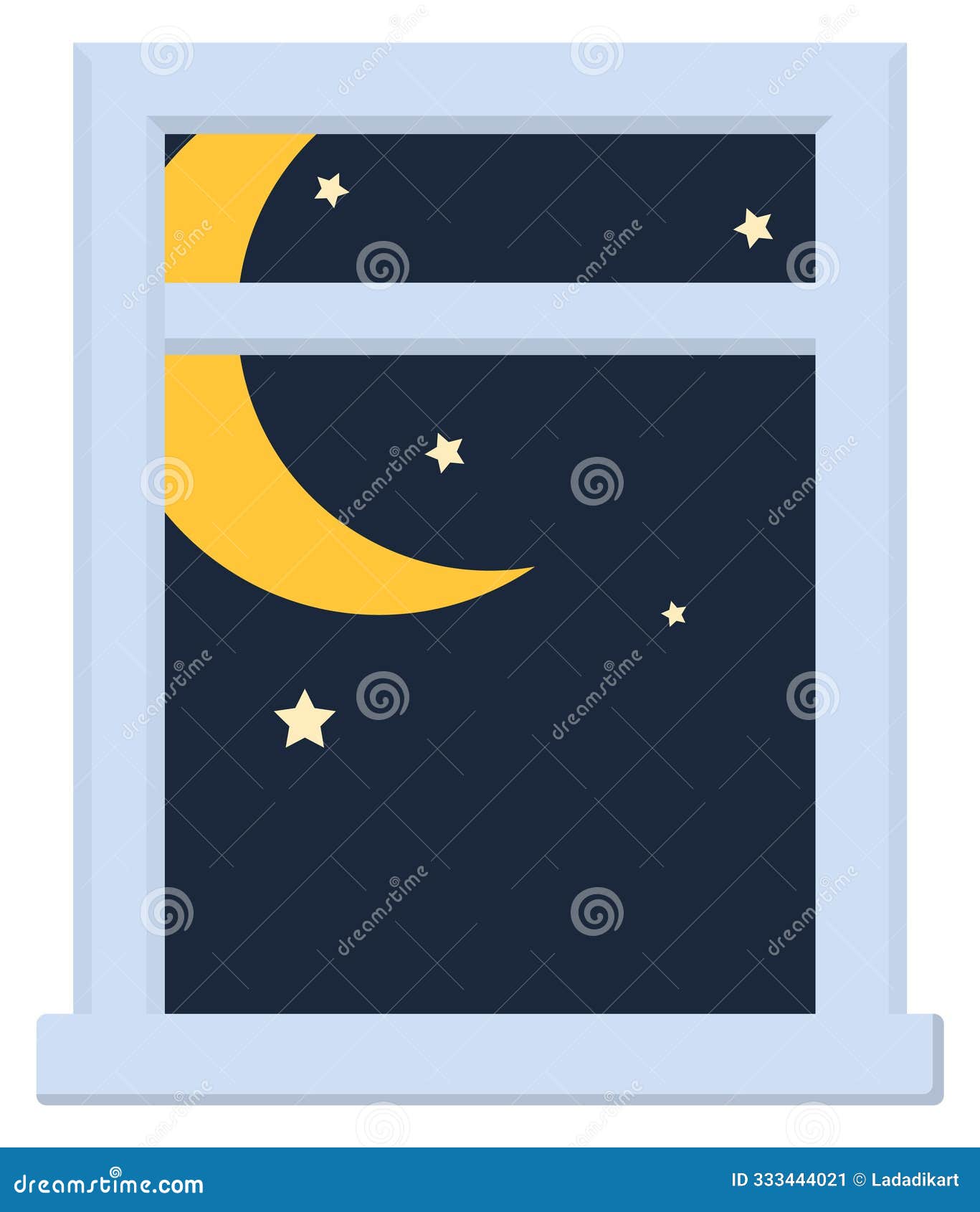 Dark Sky in Window Frame. Night Moon and Stars Stock Illustration ...
