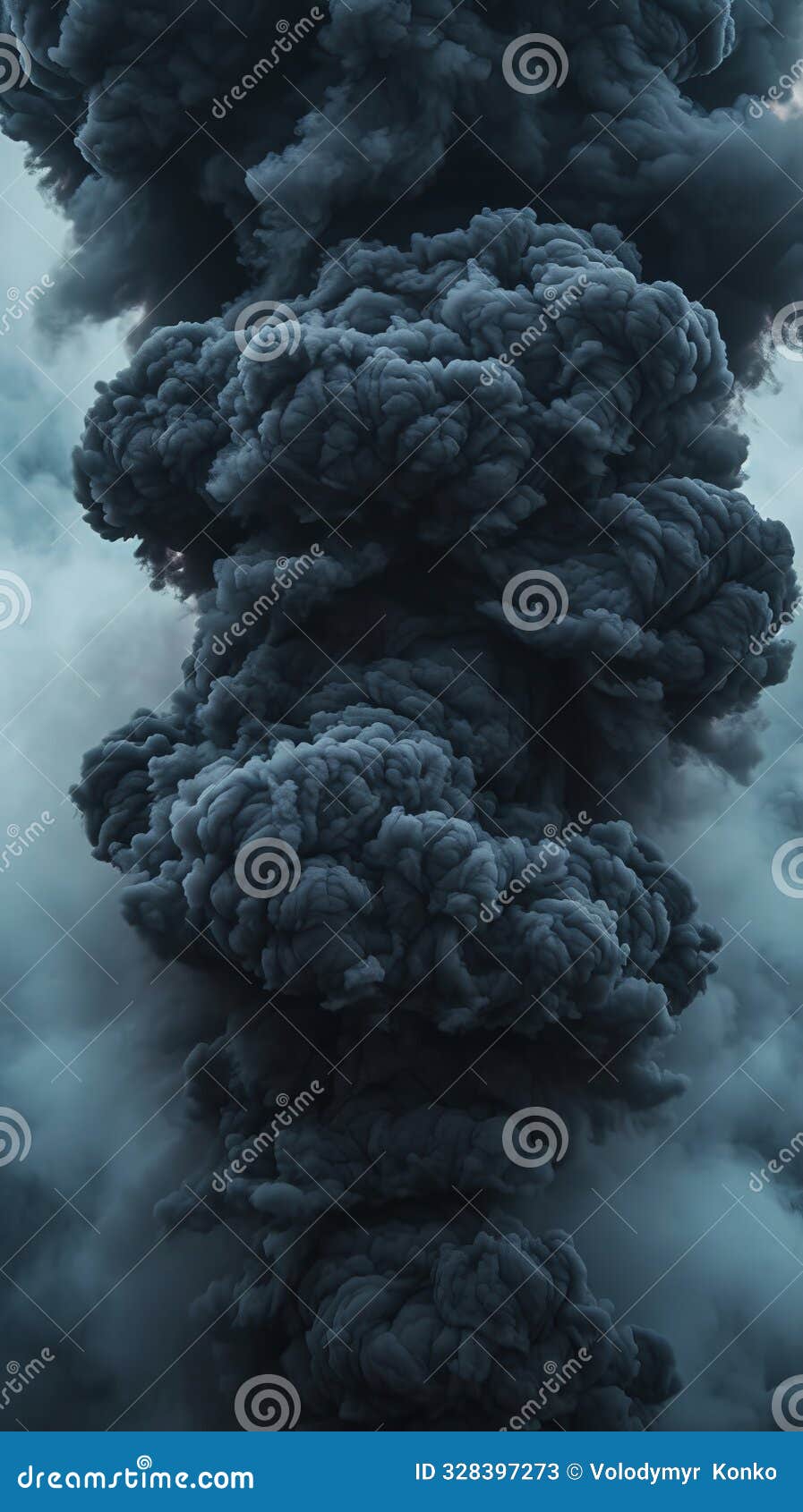 Dark Smoke Cloud Billowing in the Sky, Abstract Shape. Natural Disaster ...