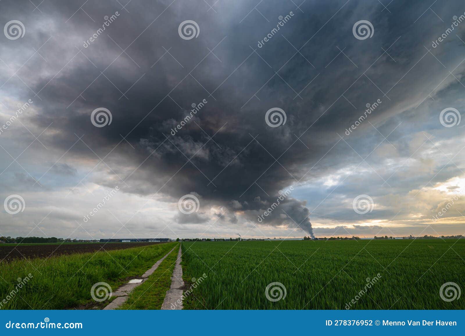 Dark Smoke from a Distant Fire Stock Photo - Image of grass, forest ...