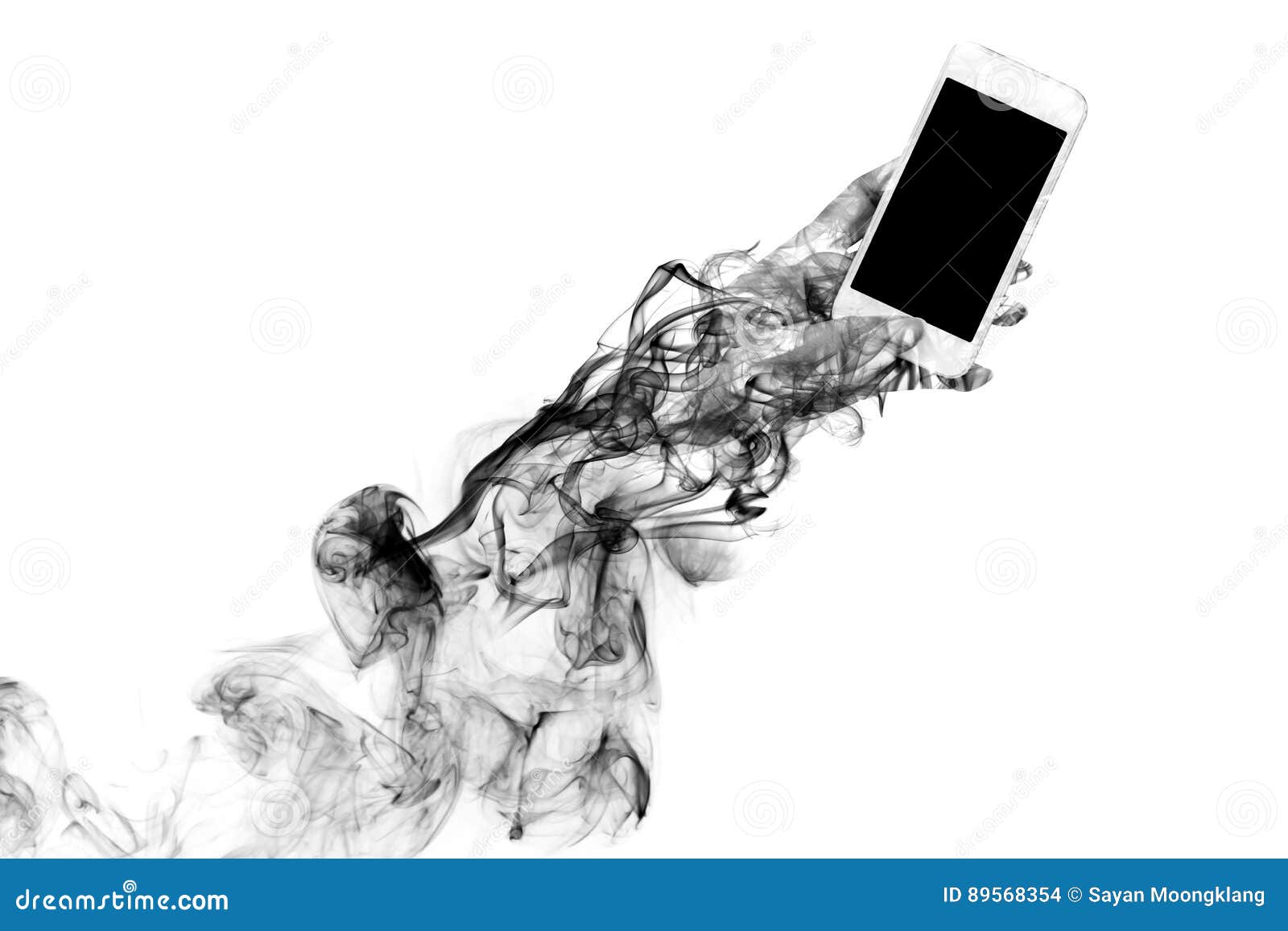 Dark Smoke Shaped Like a Hand Holding a Mobile Phone. Stock Photo ...