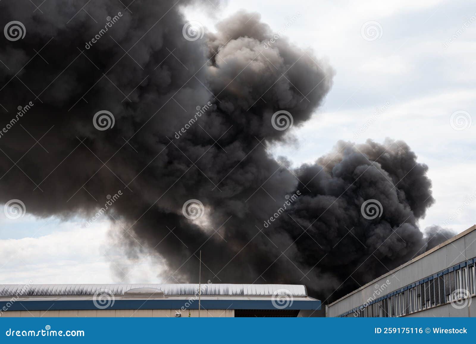 Dark Smoke in the Sky in Daylight from the Factory Fire Stock Photo ...