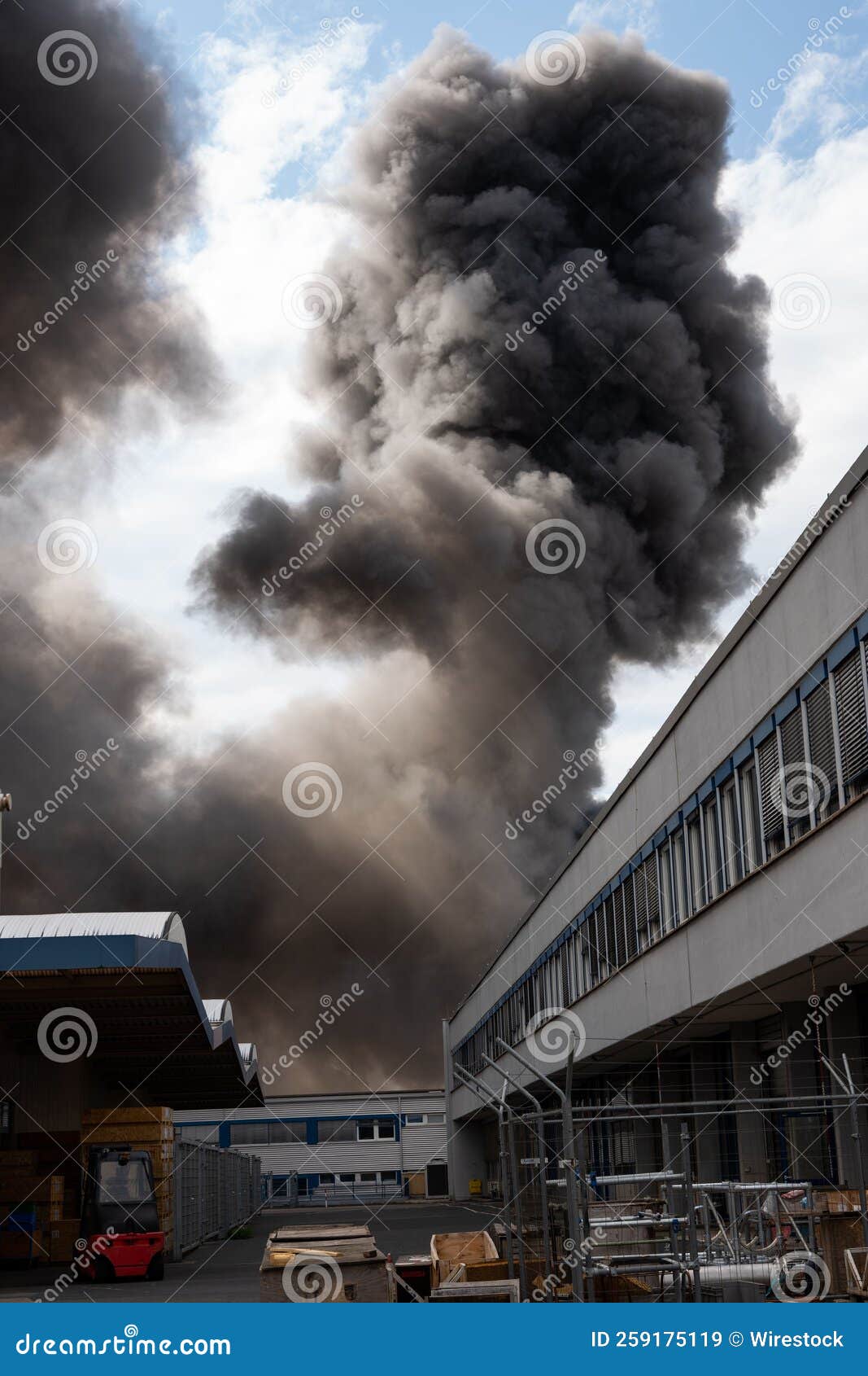 Dark Smoke in the Sky in Daylight from the Factory Fire Stock Image ...