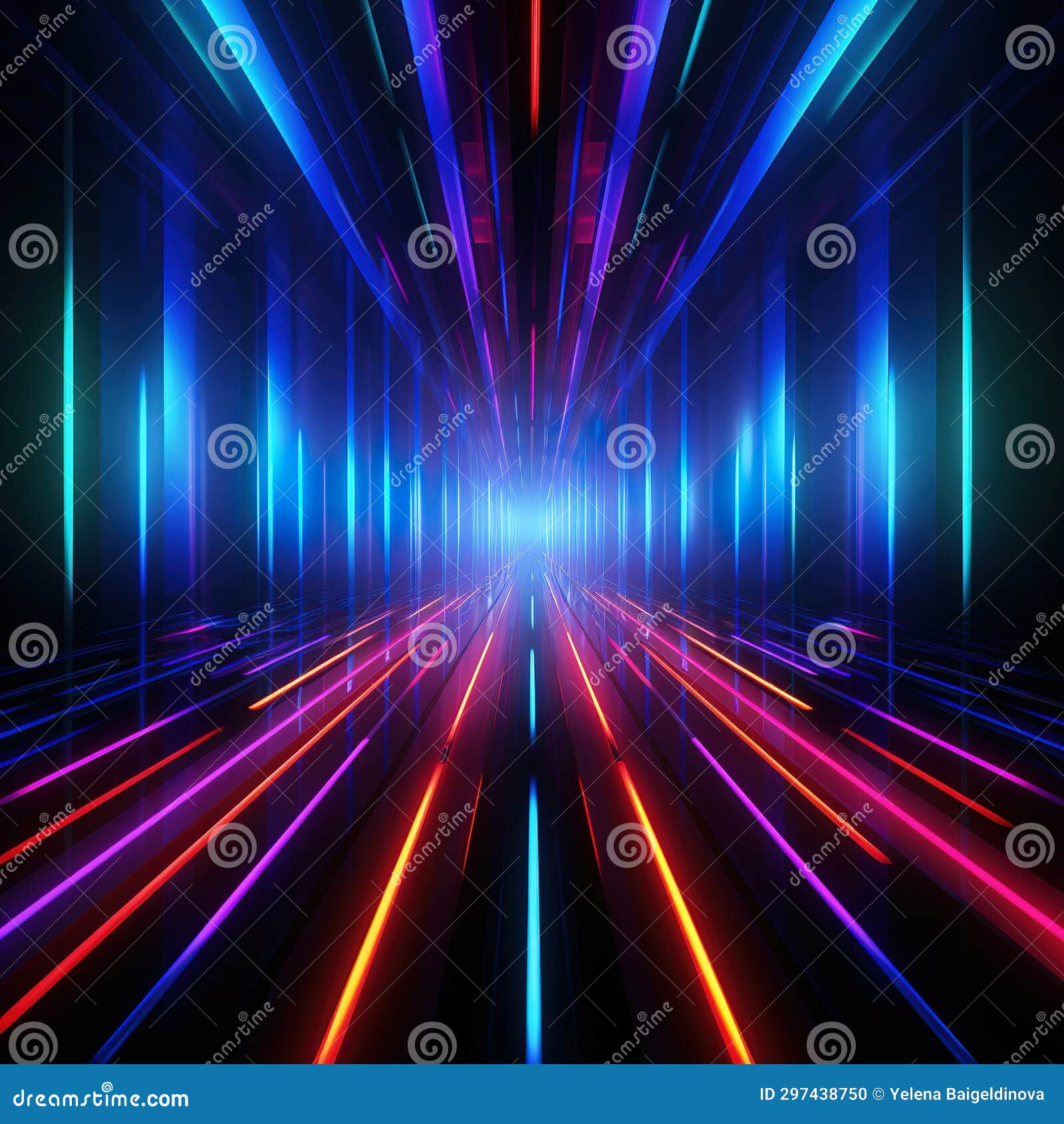 Dark Space Background with Multi-colored Neon Glowing, Moving Lines ...