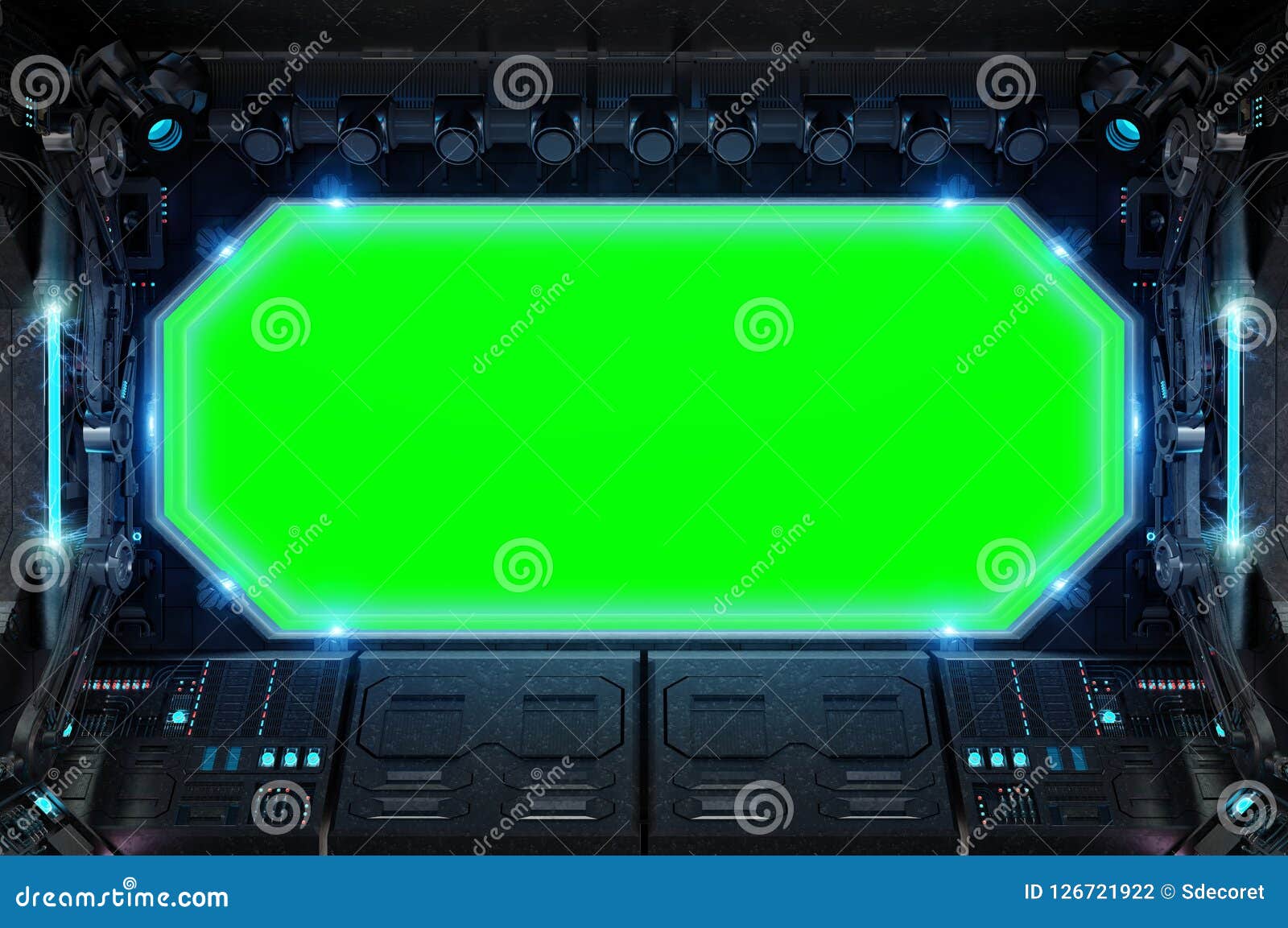 Dark Spaceship Interior With Isolated Window. Futuristic Spacecraft ...