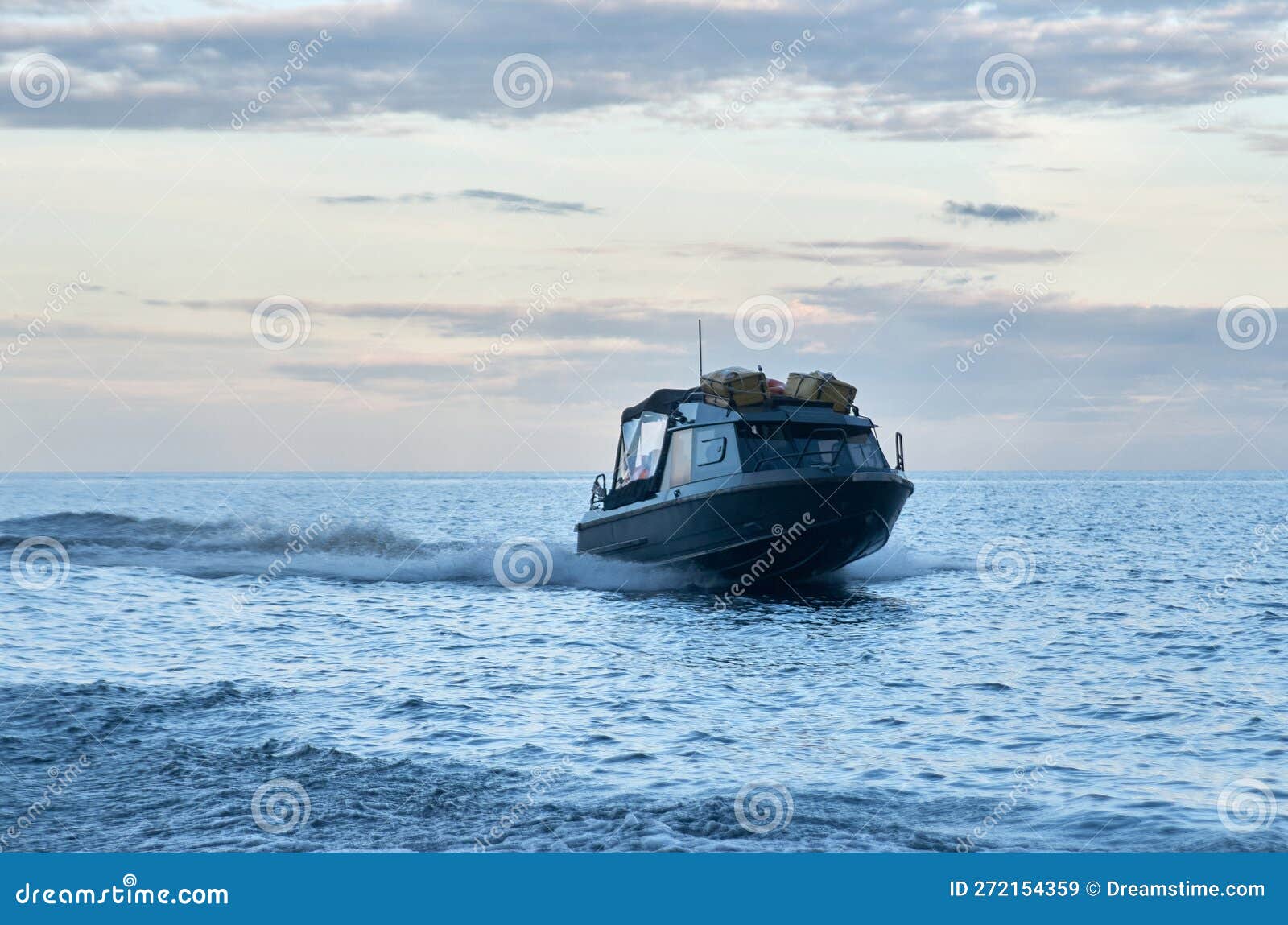 Dark Speedboat Goes on the Water Stock Image - Image of boat, lifestyle ...