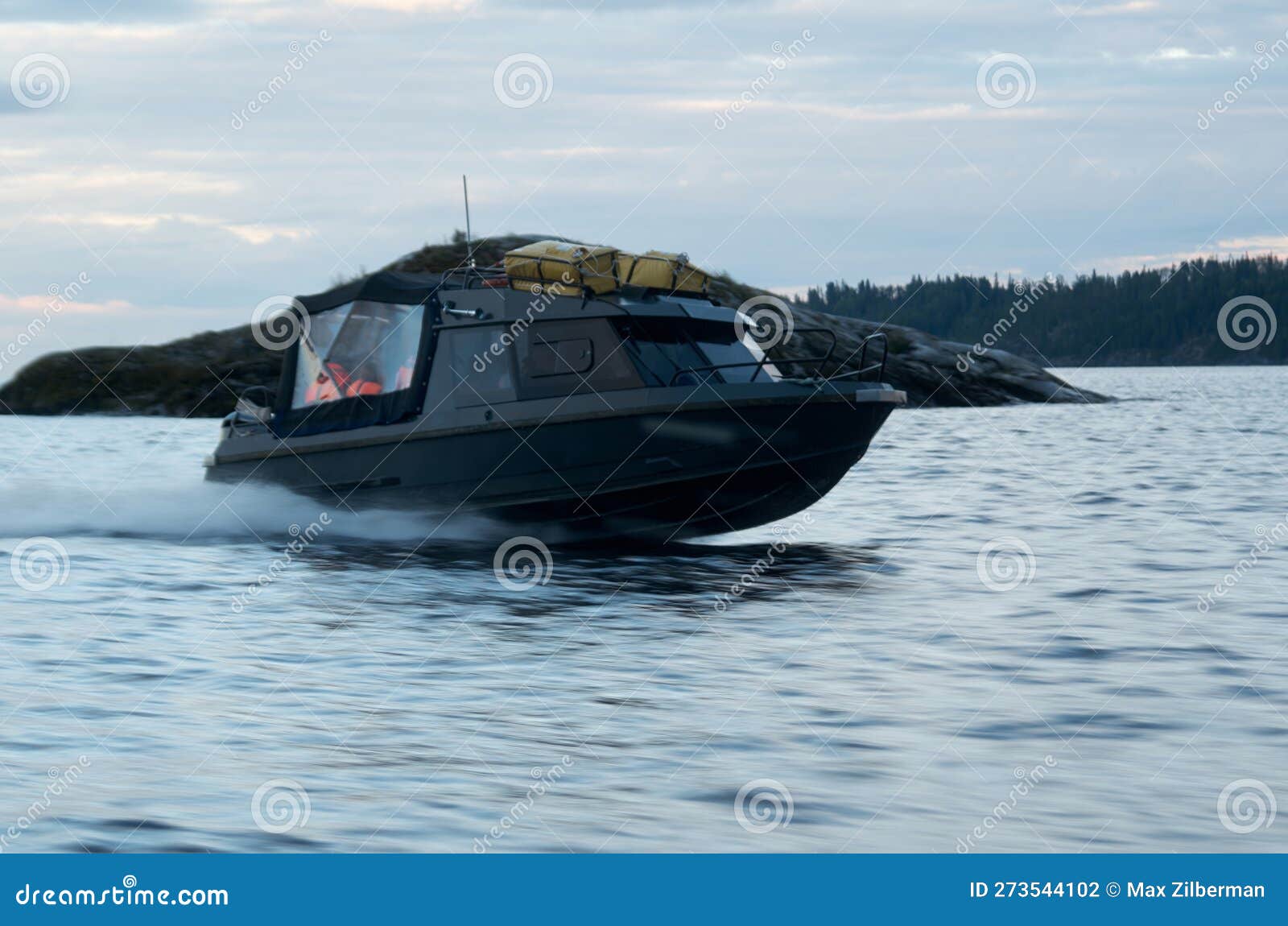 Dark Speedboat Goes on the Water Editorial Photography - Image of ...