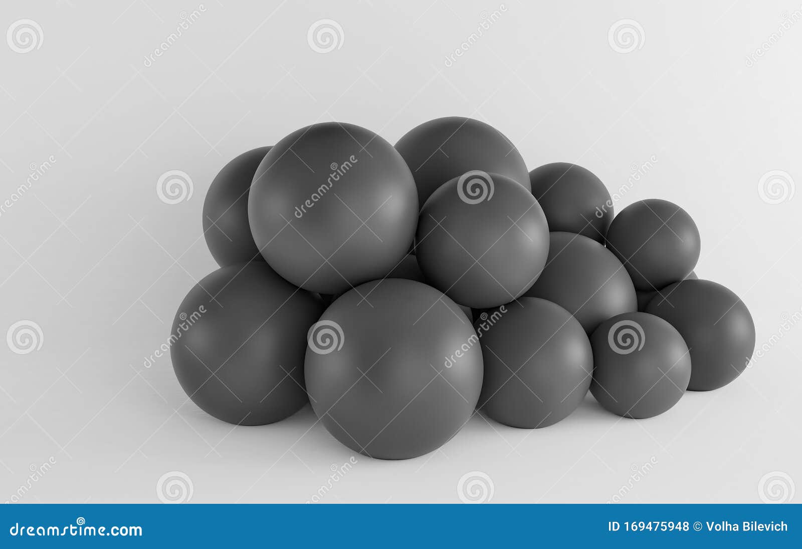Dark Spheres On A White Background. Futuristic Science. Connection ...