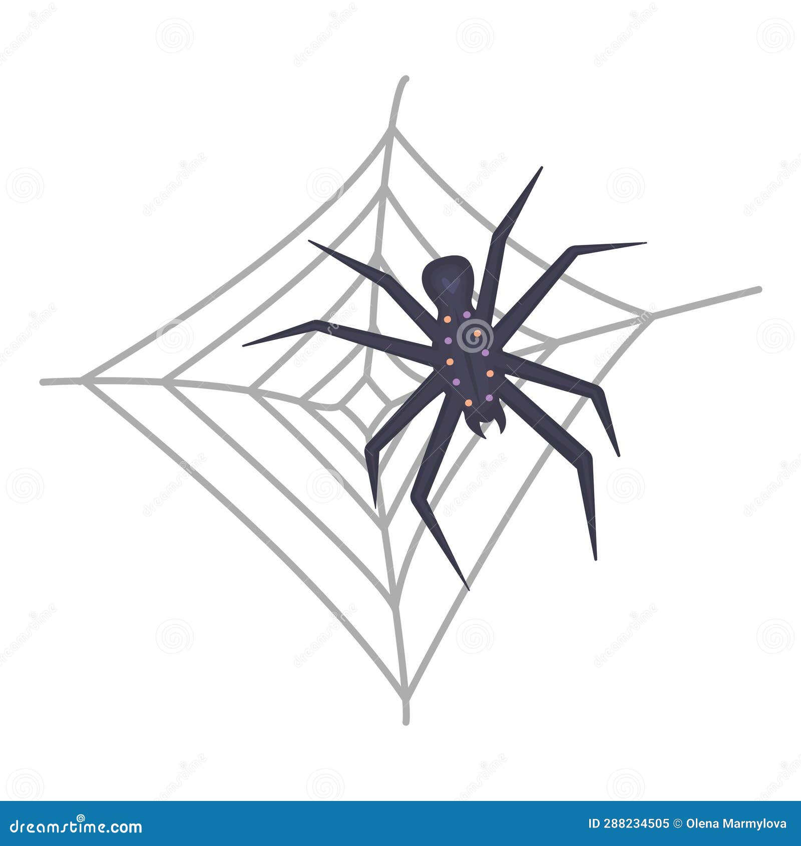 Dark spider and web stock vector. Illustration of grey - 288234505