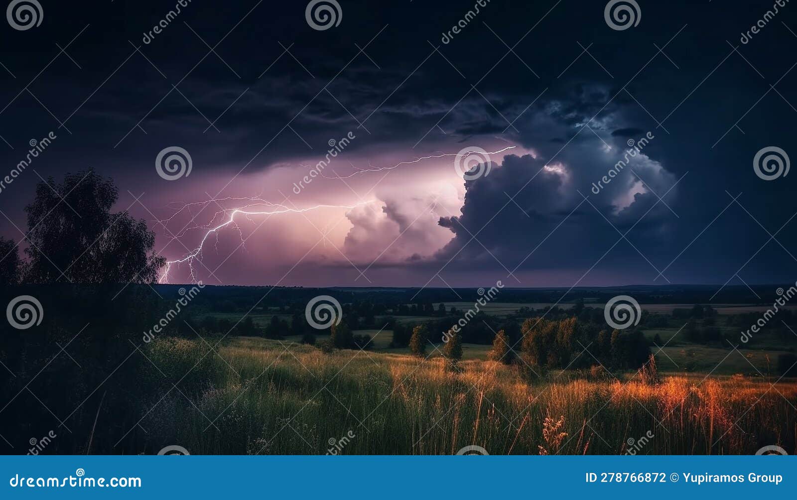 The Dark, Spooky Night Sky Illuminated by Bright Lightning Strikes ...
