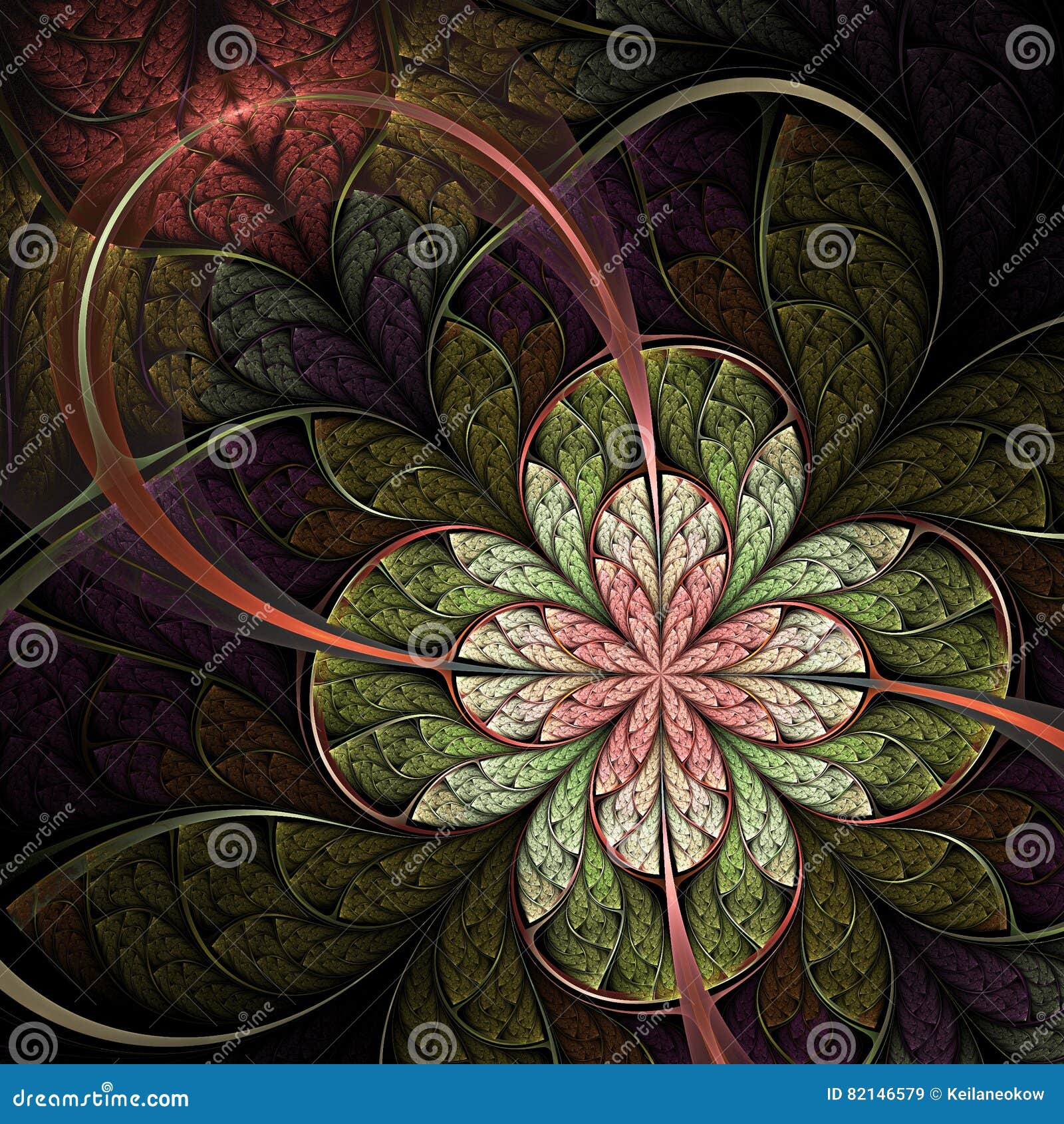 Dark Spring Themed Fractal Flower Stock Illustration - Illustration of ...