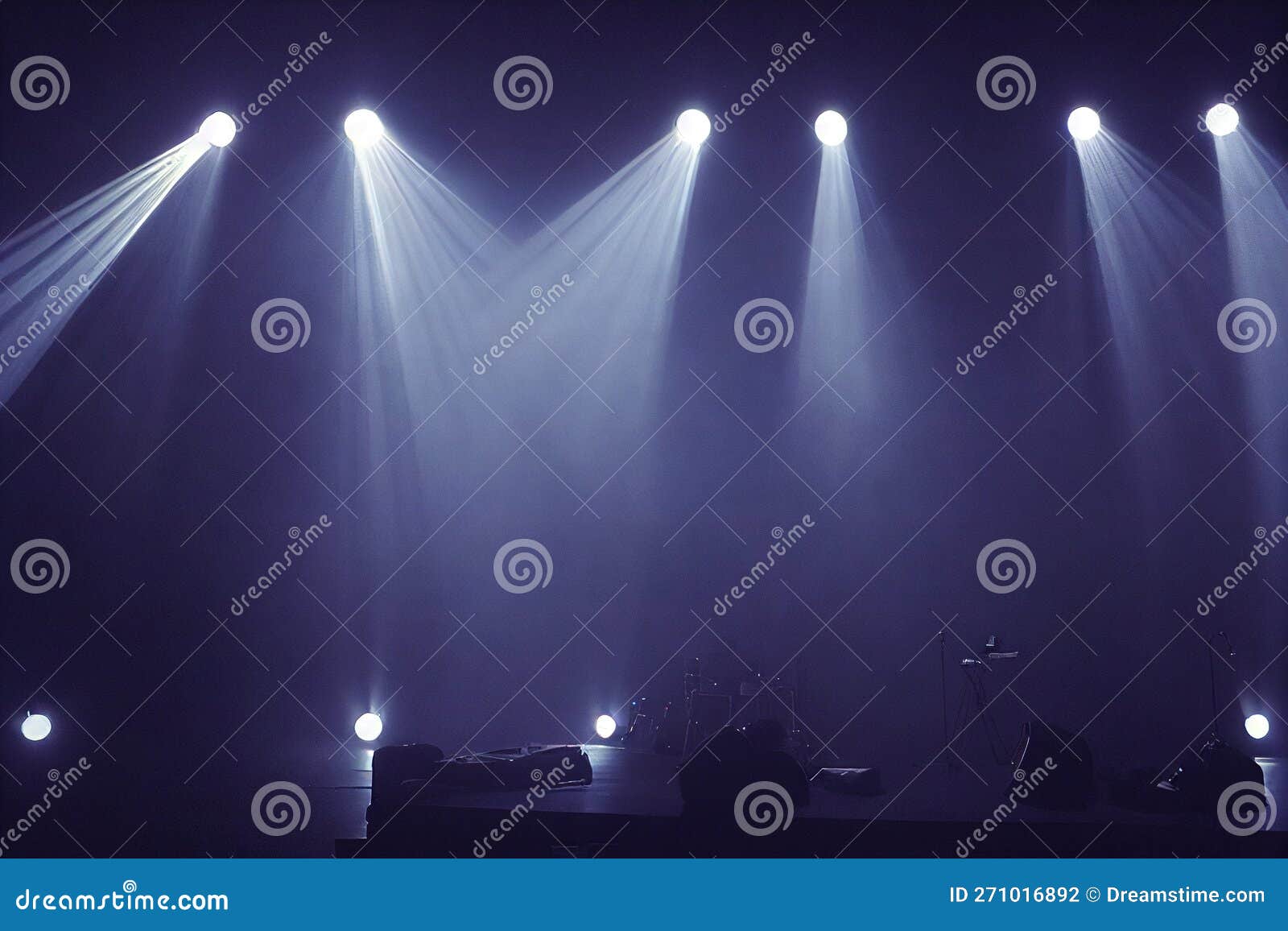 Dark Stage with Lights and Instruments Stock Photo - Image of club ...