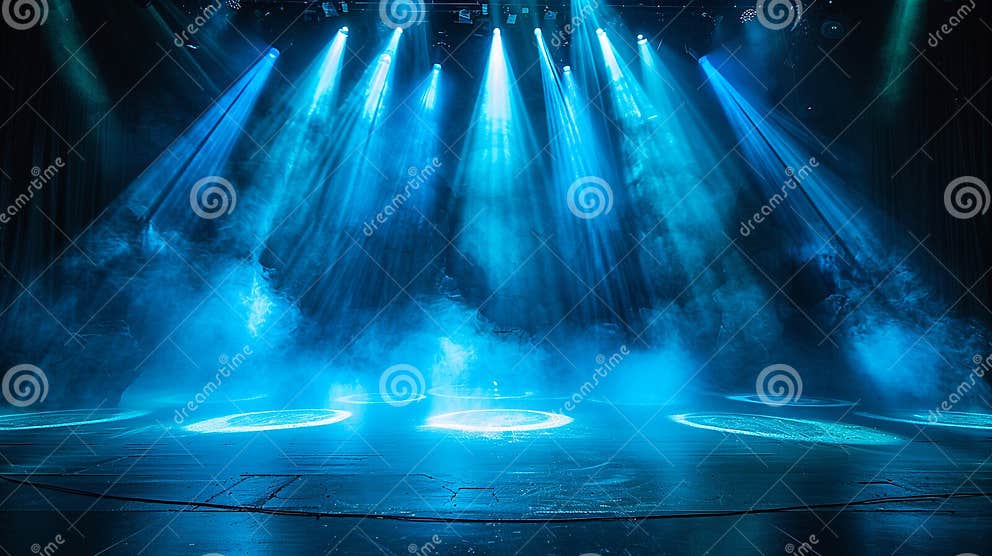 Dark Stage with a Spotlight Shining Down, Bright Focused Light ...