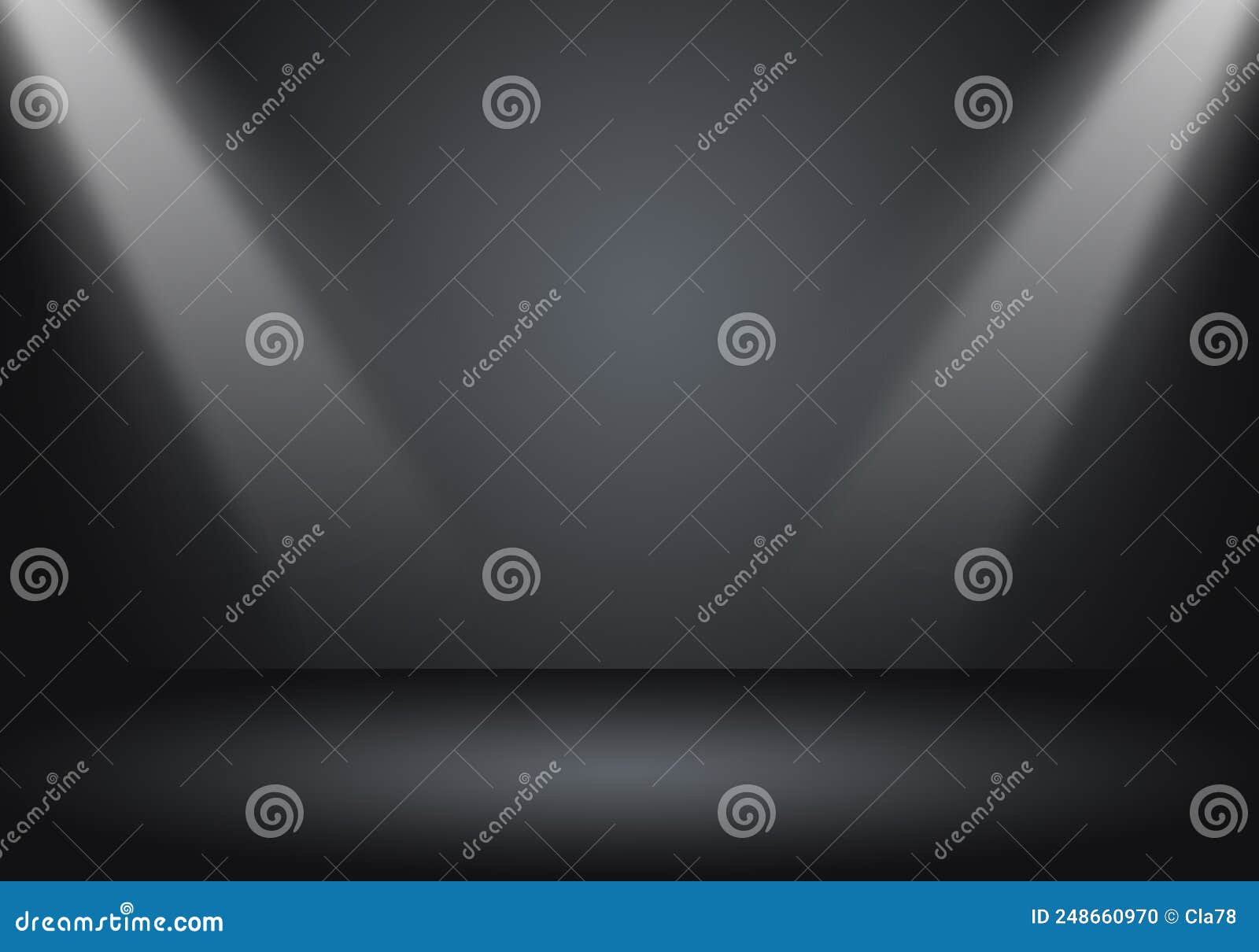 Dark Stage with Two Spotlight Stock Photo - Image of black, light ...