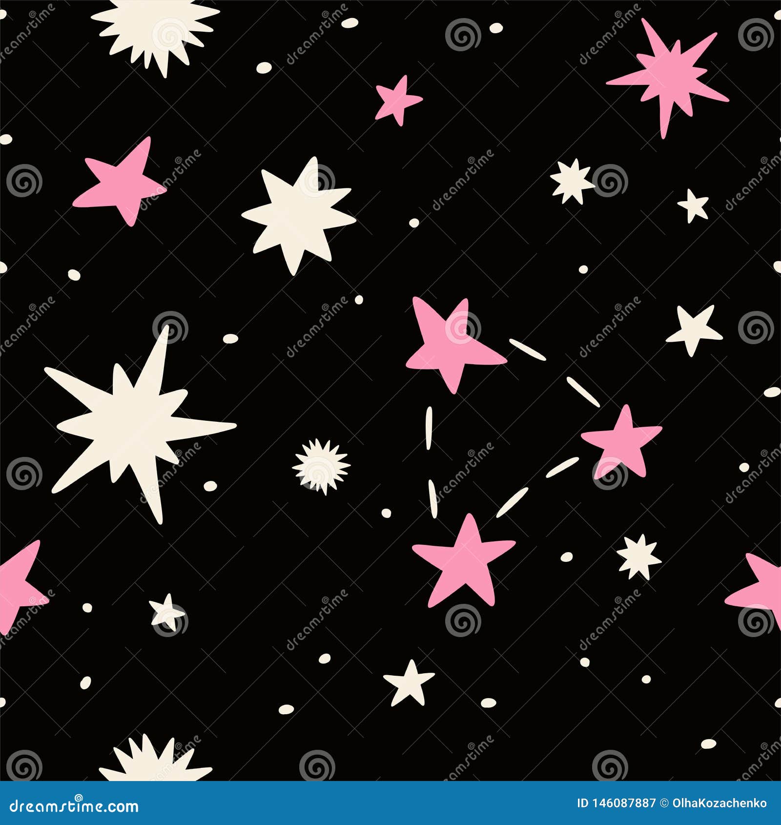 Starry, Constellation Sky Seamless Vector Pattern Stock Vector ...