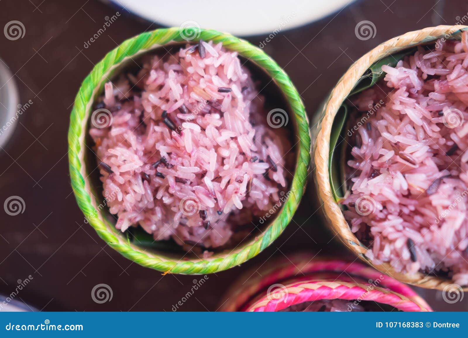 Dark Sticky Rice Inside Bamboo Container Stock Image - Image of ...