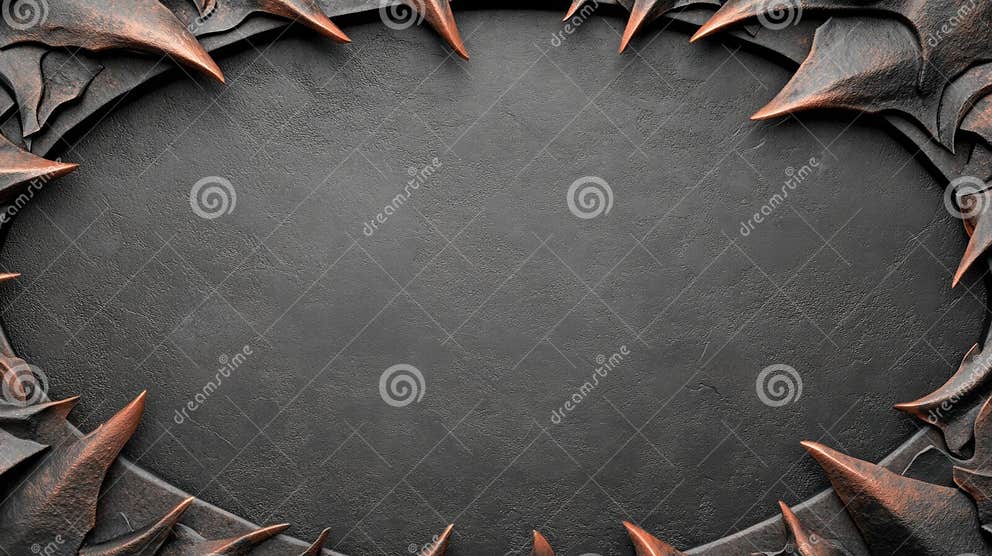 Dark Stone Background Framed by Jagged, Metallic Spikes, AI Stock Photo ...