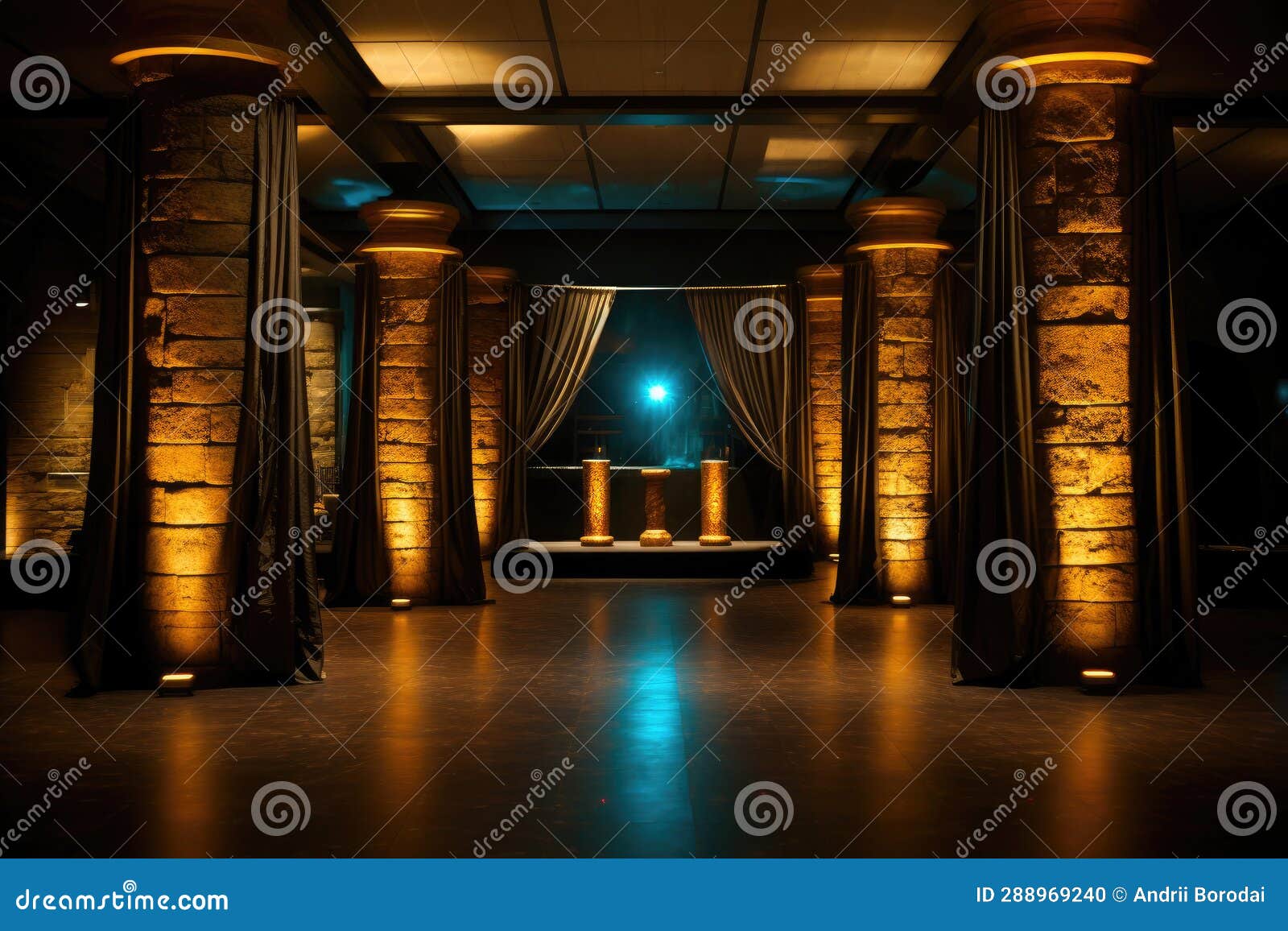 Dark Stone Chamber with Grand Gold Highlights. Stock Illustration ...