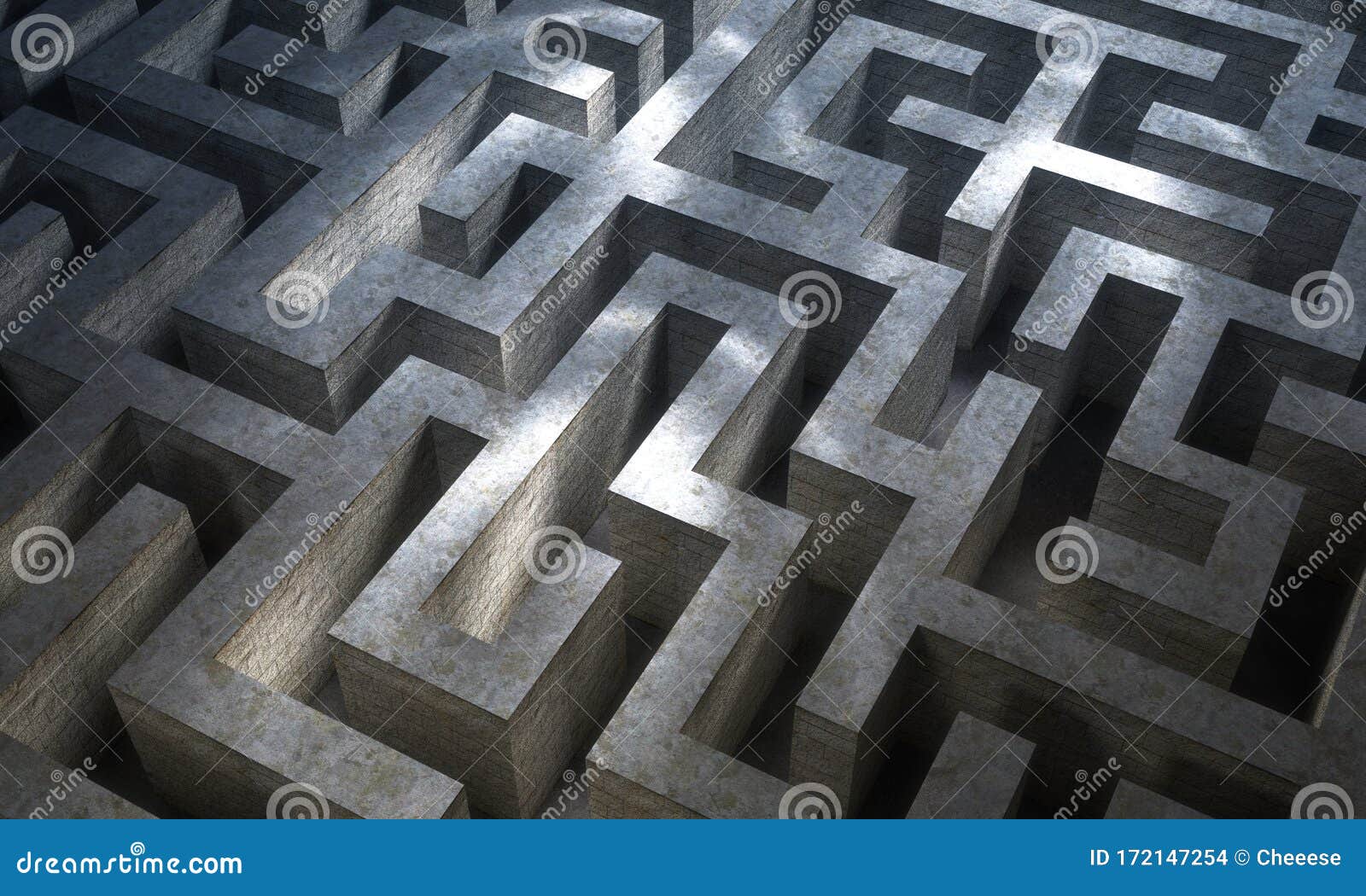 Dark Stone Labyrinth with Dramatic Light. Maze Pattern Stock ...