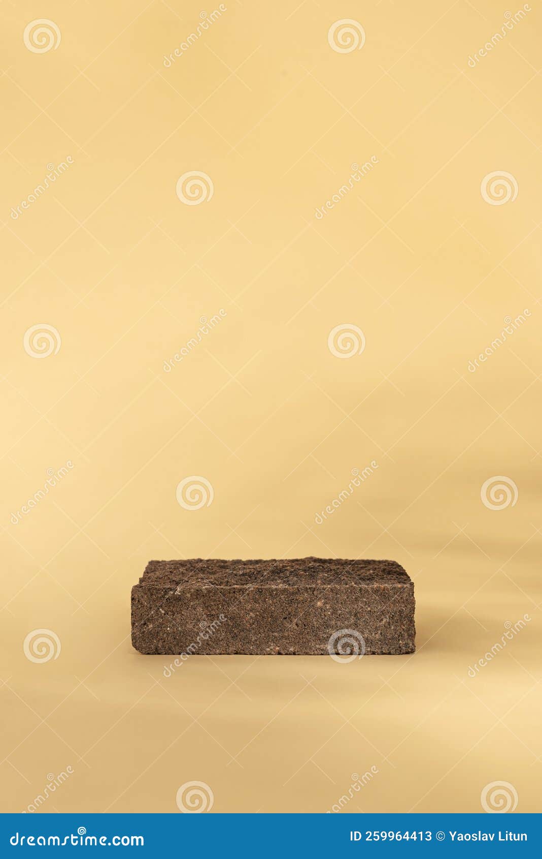 Dark Stone Stage of Rectangular Shape on Beige Background. Empty ...