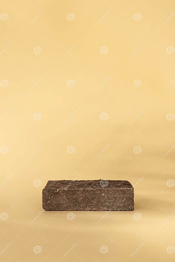 Dark Stone Stage of Rectangular Shape on Beige Background. Empty ...