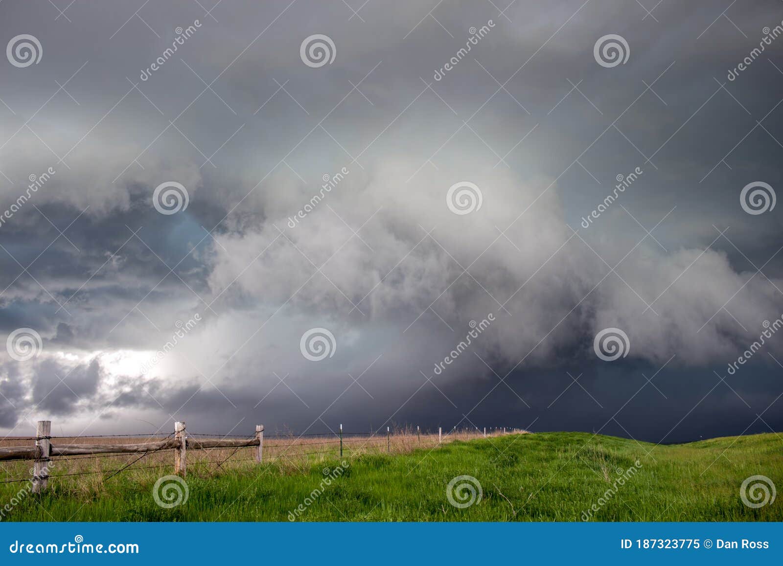 A Dark Storm Advances, Featuring a Ragged Shelf Cloud with Rain and ...