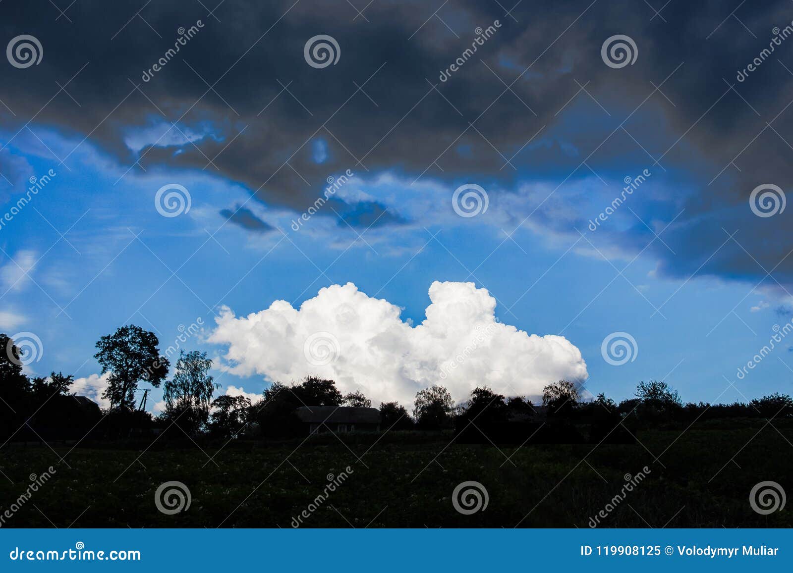 Dark Storm Clouds Over a Small White Cloud. Different Clouds during a ...