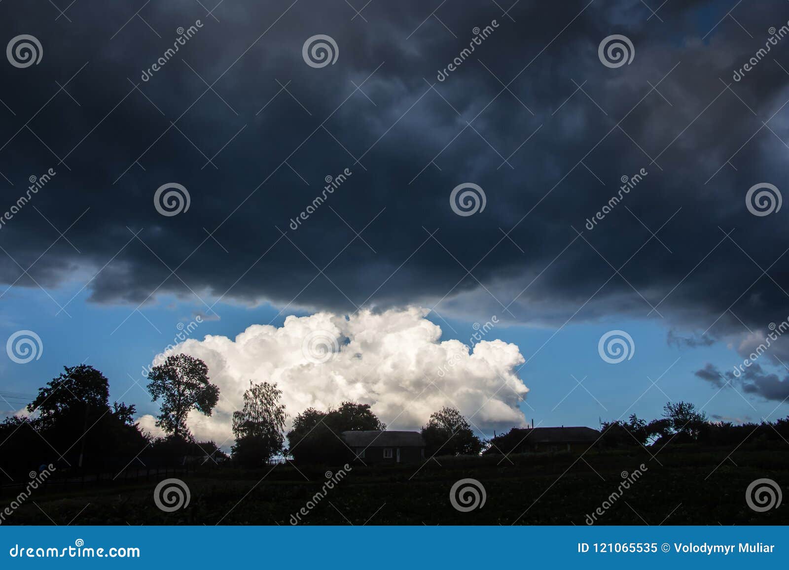 Dark Storm Clouds Over a Small White Cloud. Different Clouds during a ...