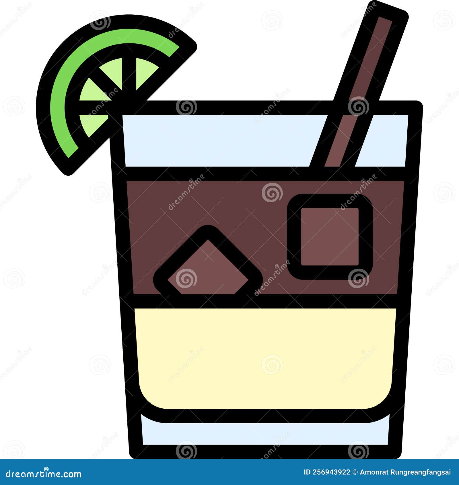 Dark and Stormy Cocktail Icon, Alcoholic Mixed Drink Vector Stock ...