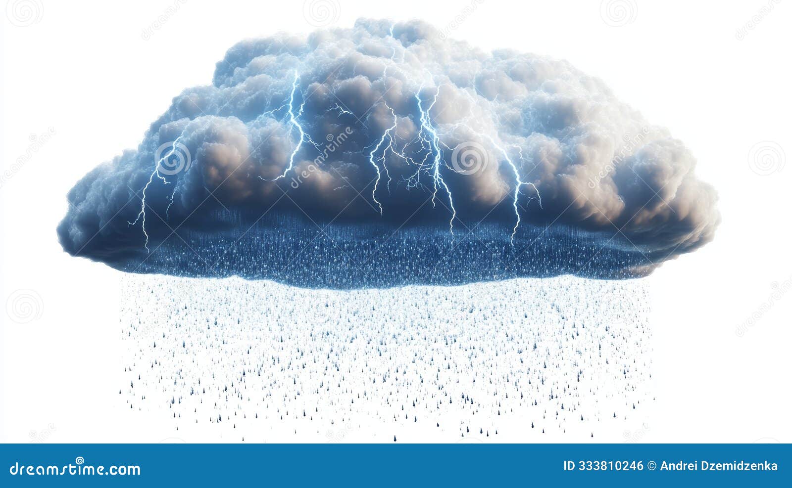 A Dark, Stormy, Rainy Cloud with Lightning and Rain, Cut Out Stock ...