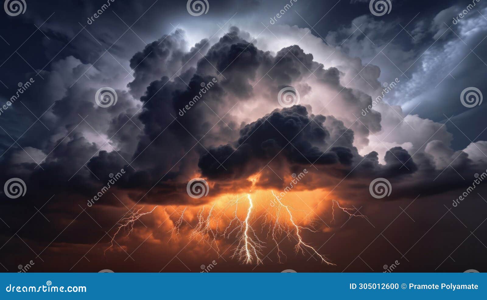 Dark of Stormy Sky with Multiple Cloud To Ground Lightning Strikes ...