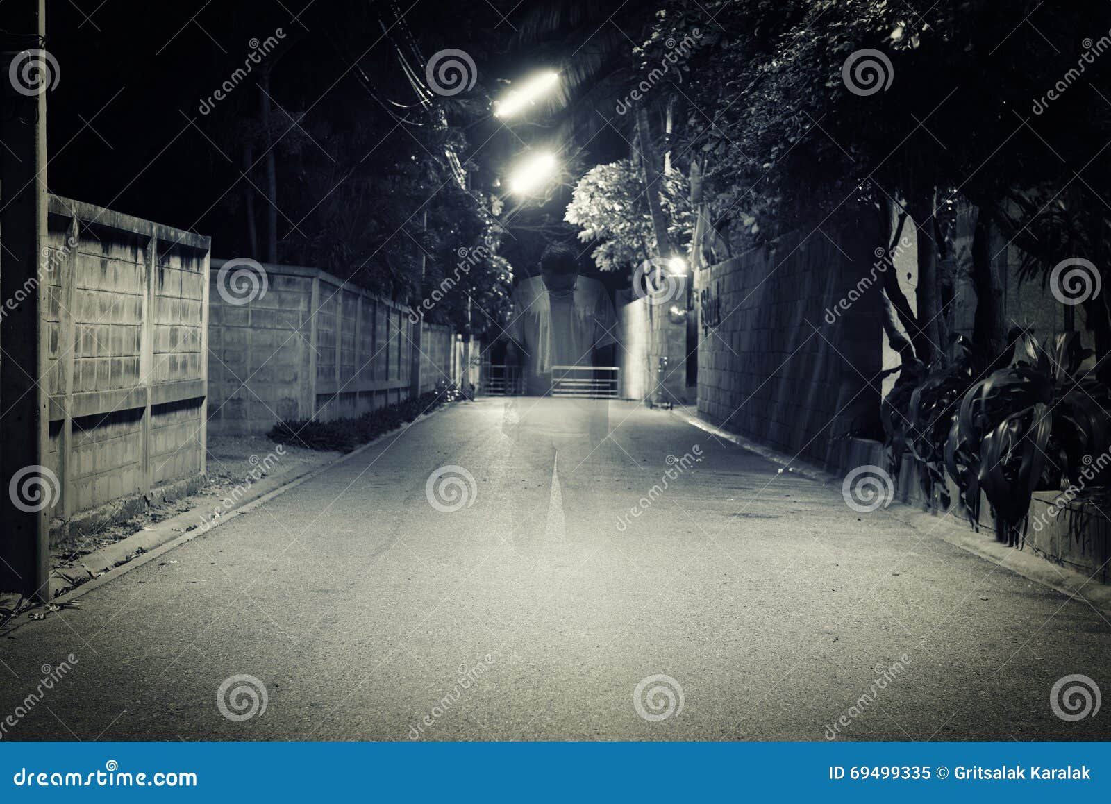 Dark Street with Old Man Ghost Stock Image - Image of ghost, devil ...