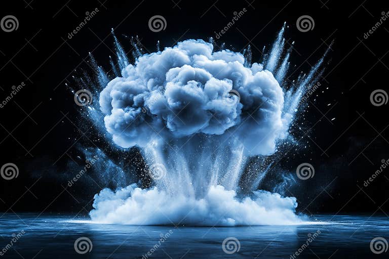 Dark Studio Eruption Cloud Burst Dramatic Blue Cloud Explosion Power ...
