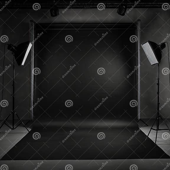 Dark Studio with Lighting stock photo. Image of hall - 304919220