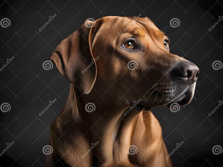 Dark Studio Photography Featuring a Rhodesian Ridgeback. Stock Photo ...