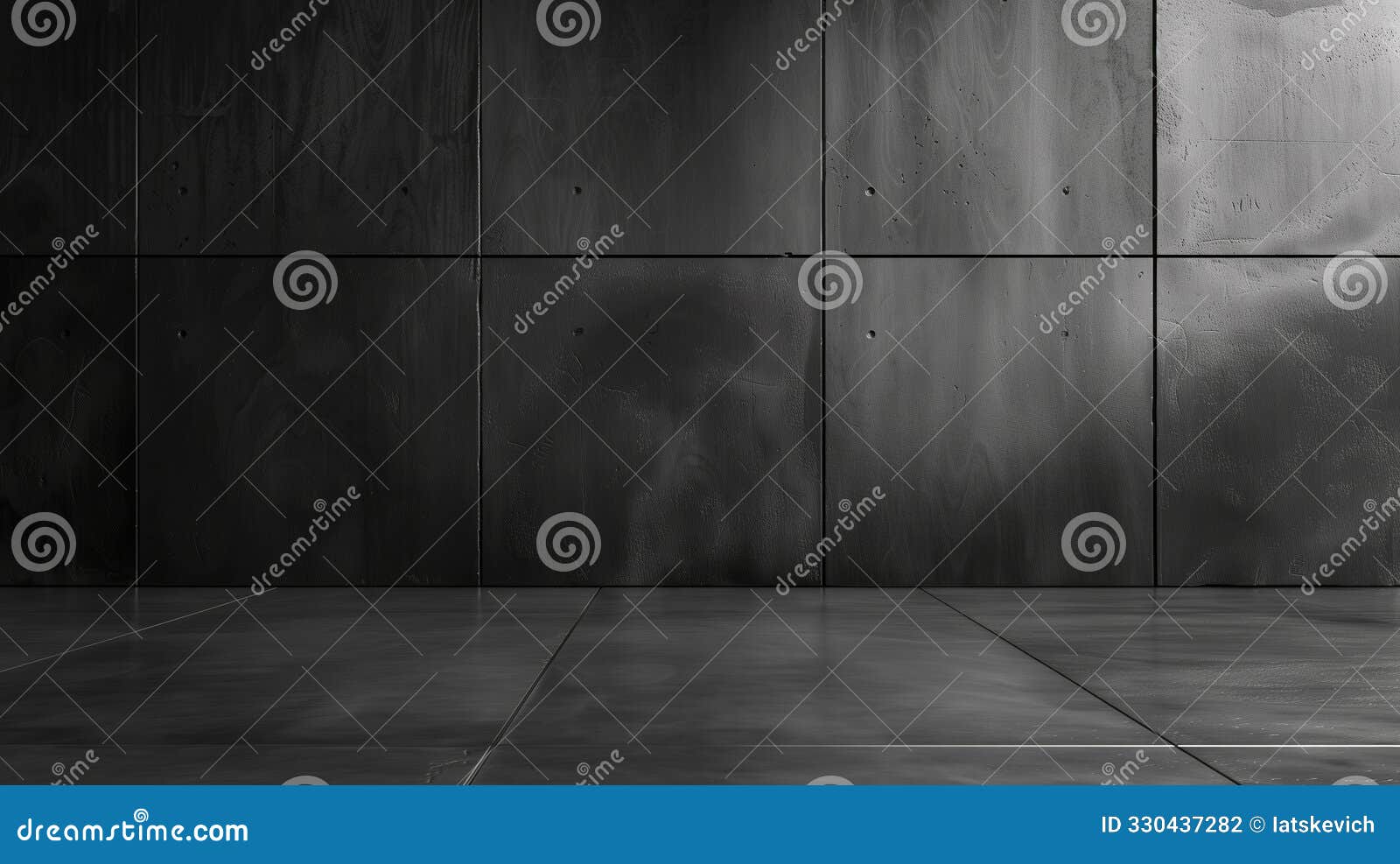 Dark Stylish Wall and Floor, Empty Simple Room with Concrete Square ...