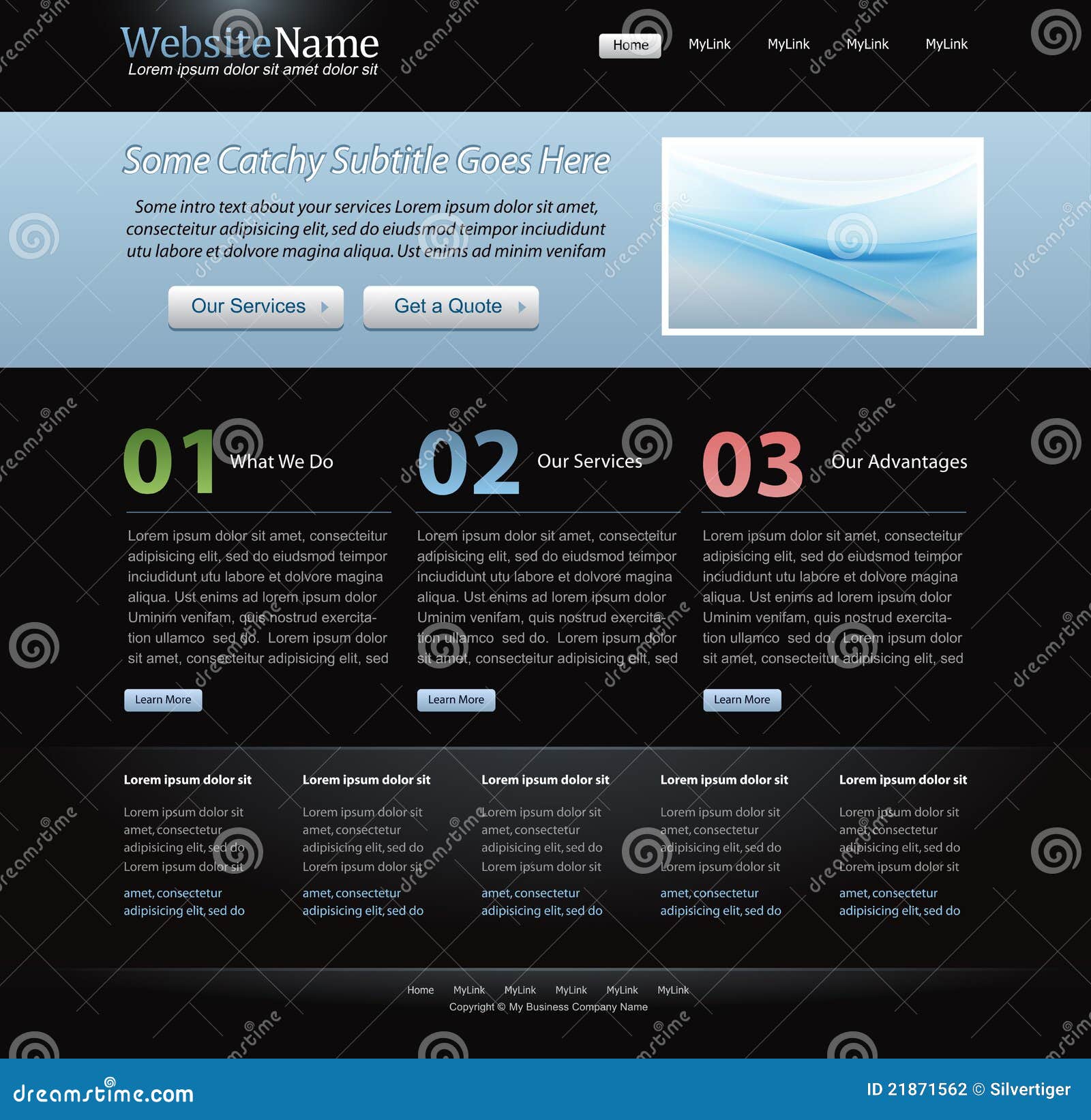 Dark Stylish Website Template for Designers Stock Vector - Illustration ...