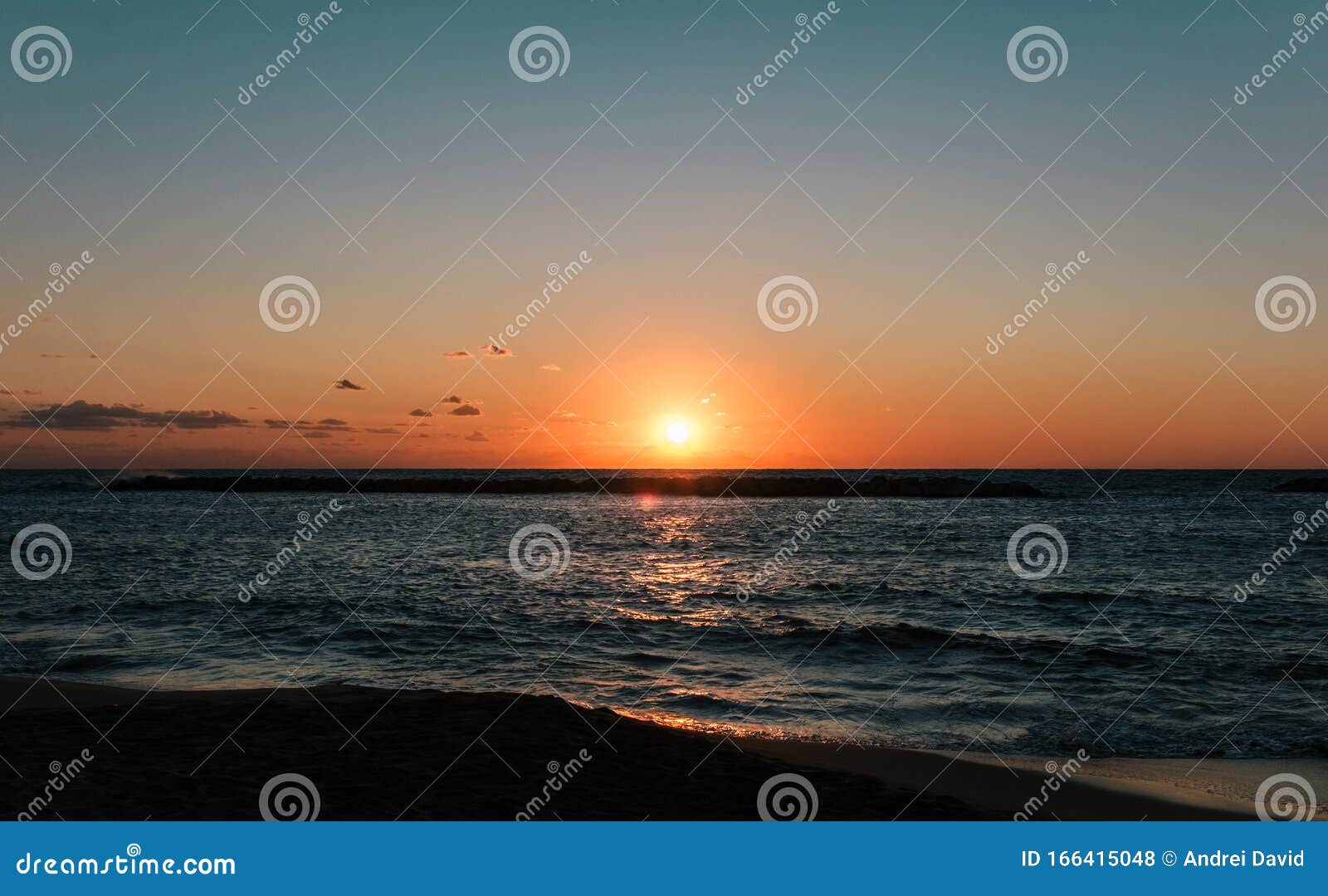 Dark Sunset Over the Ocean Sea Beach Stock Photo - Image of bright ...