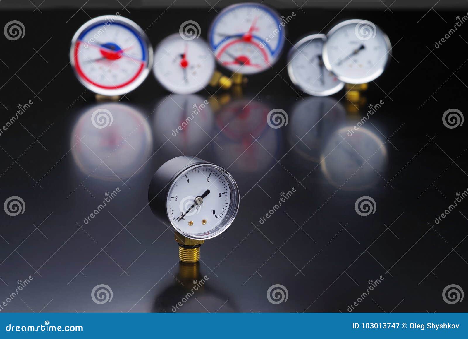 Manometer in Focus. a Pressure Gauge on the Background of Other ...