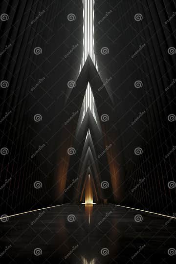 A Dark, Symmetrical Hallway with Dramatic Lighting, Creating a Visually ...