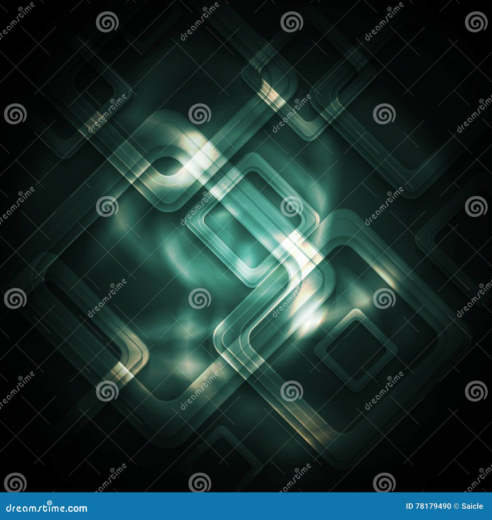 Dark Tech Abstract Background with Squares Stock Illustration ...
